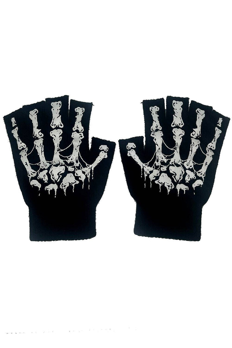 Dead Inside Fingerless Skeleton Gloves – Twin Cities Leather